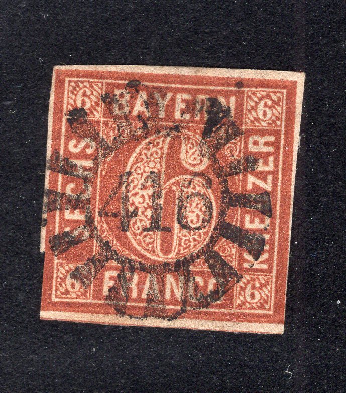 Bavaria 1850 6kr brown, Scott 5 used, value = $6.50 | Europe - Germany ...