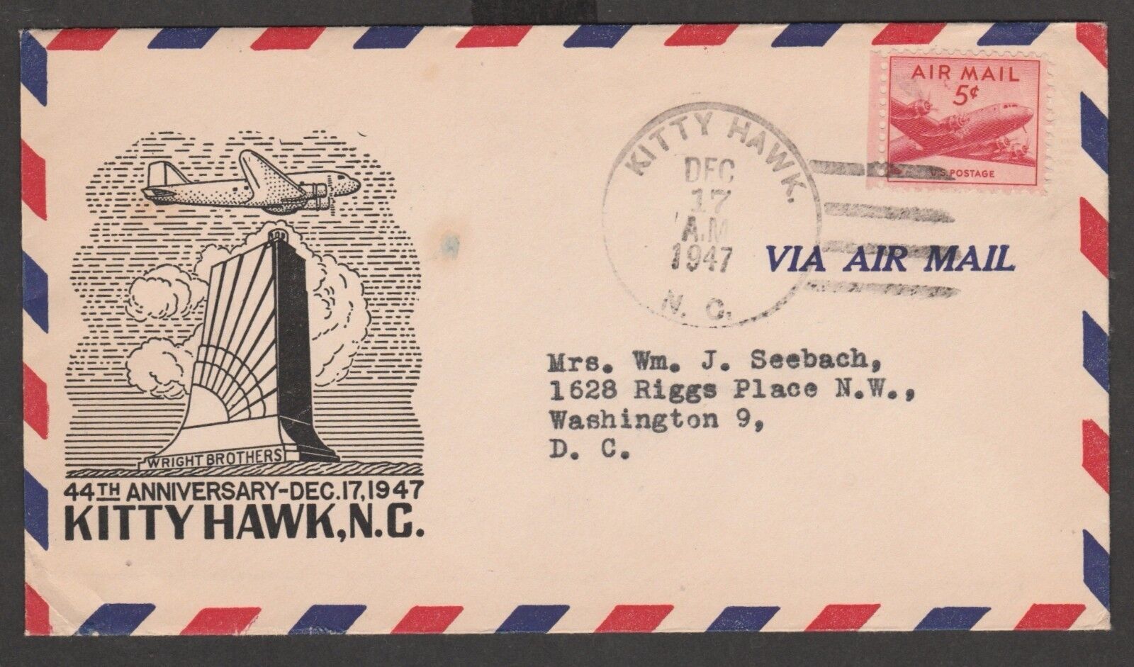 *Kappysstamps 5493 USA Scott 44th Anniversary Kitty Hawk 1947 Postal ...