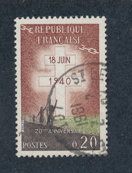 France 1960 Scott 967 used - Lorraine Cross, Resistance | Europe ...