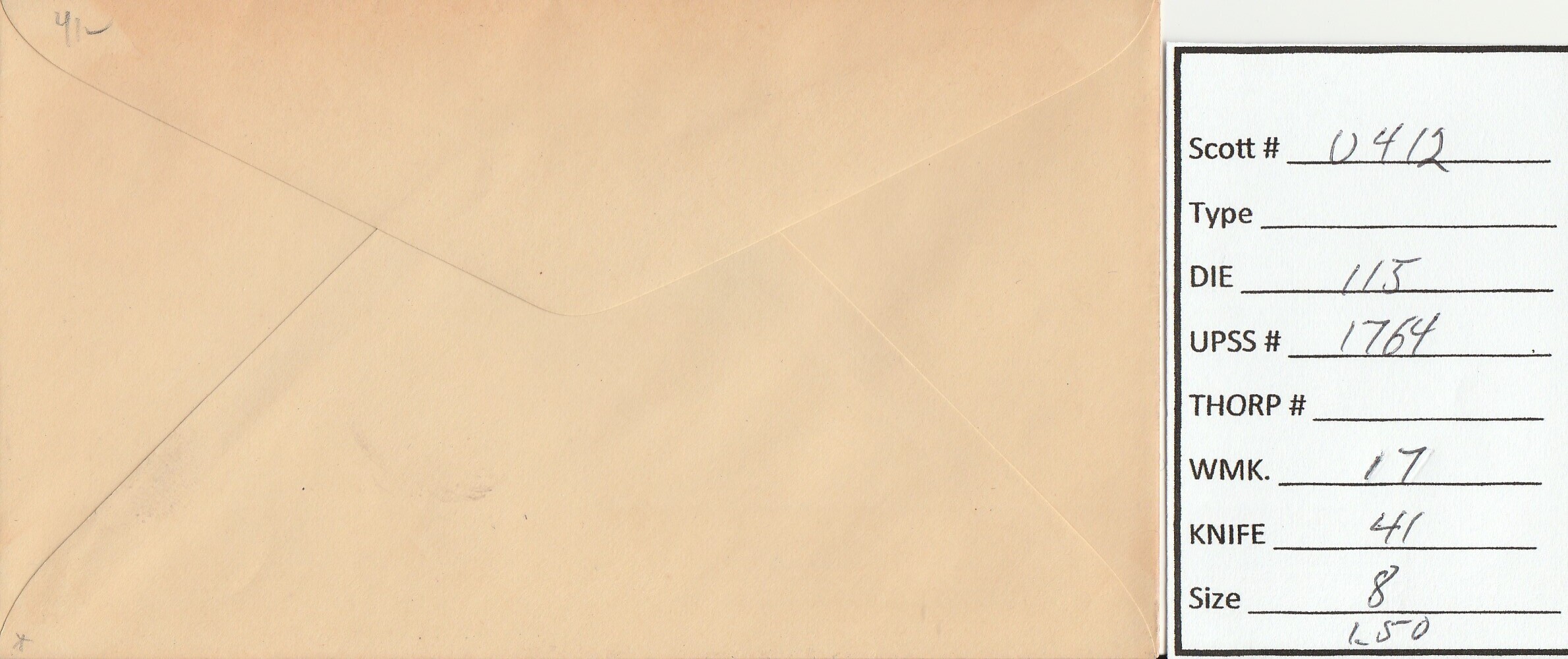 Scott# U412 Die 115 UPSS# 1764 1 US envelope . | United States, Postal ...
