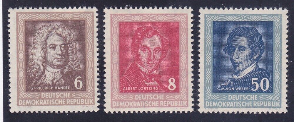 Germany DDR 100-02 MNH 1952 Portraits Handel Albert Lortzing & C.M. von ...