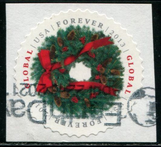 4814 ($1.10) Global - Holiday: Evergreen Wreath SA, used on paper ...