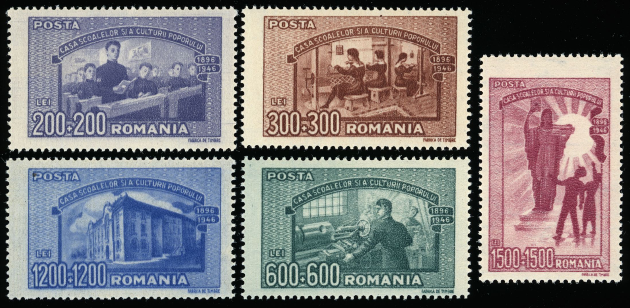 ROMANIA Sc B349-53 MNH - 1947 Romanian Education - COMPLETE SET ...