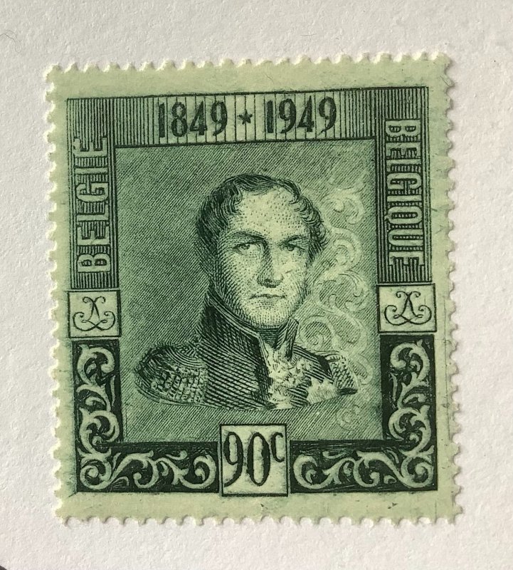 Belgium 1949 Scott 386 MH - 90c, Leopold I, Belgium 1st postage Stamp ...