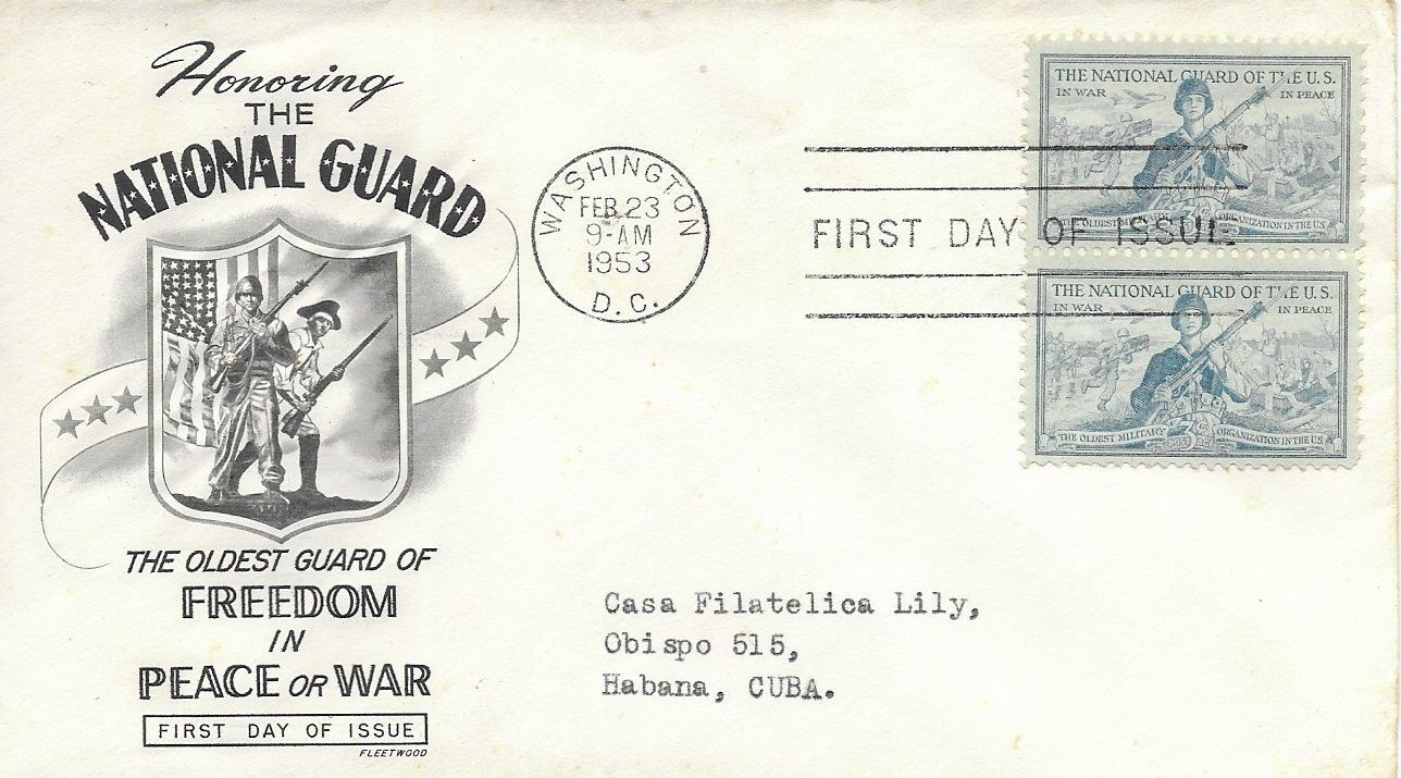 1953 FDC, #1017, 3c National Guard, Fleetwood - pair | United States ...