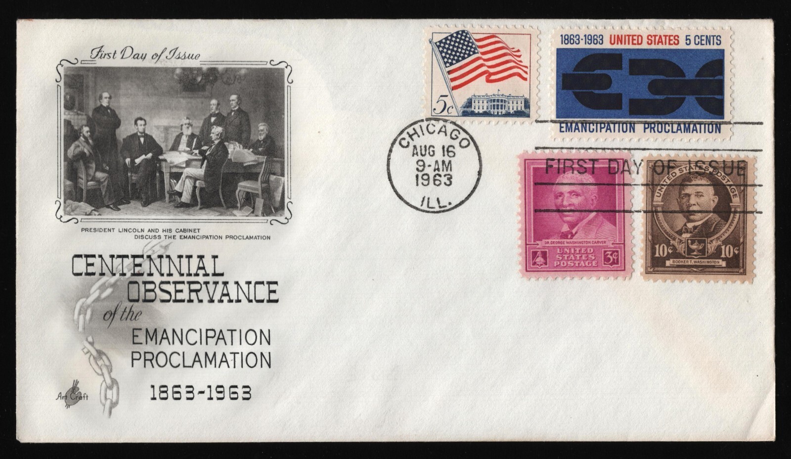 #1233 5c Emancipation Proclamation-Combo, Art Craft H/C **ANY 5 ...