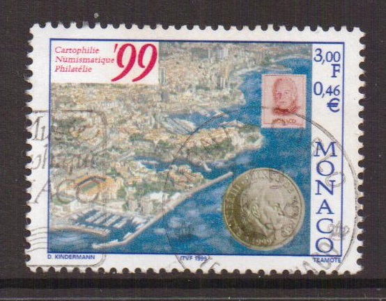 Monaco #2138 used 1999 aerial photograph . coin 3fr | Europe - Monaco ...