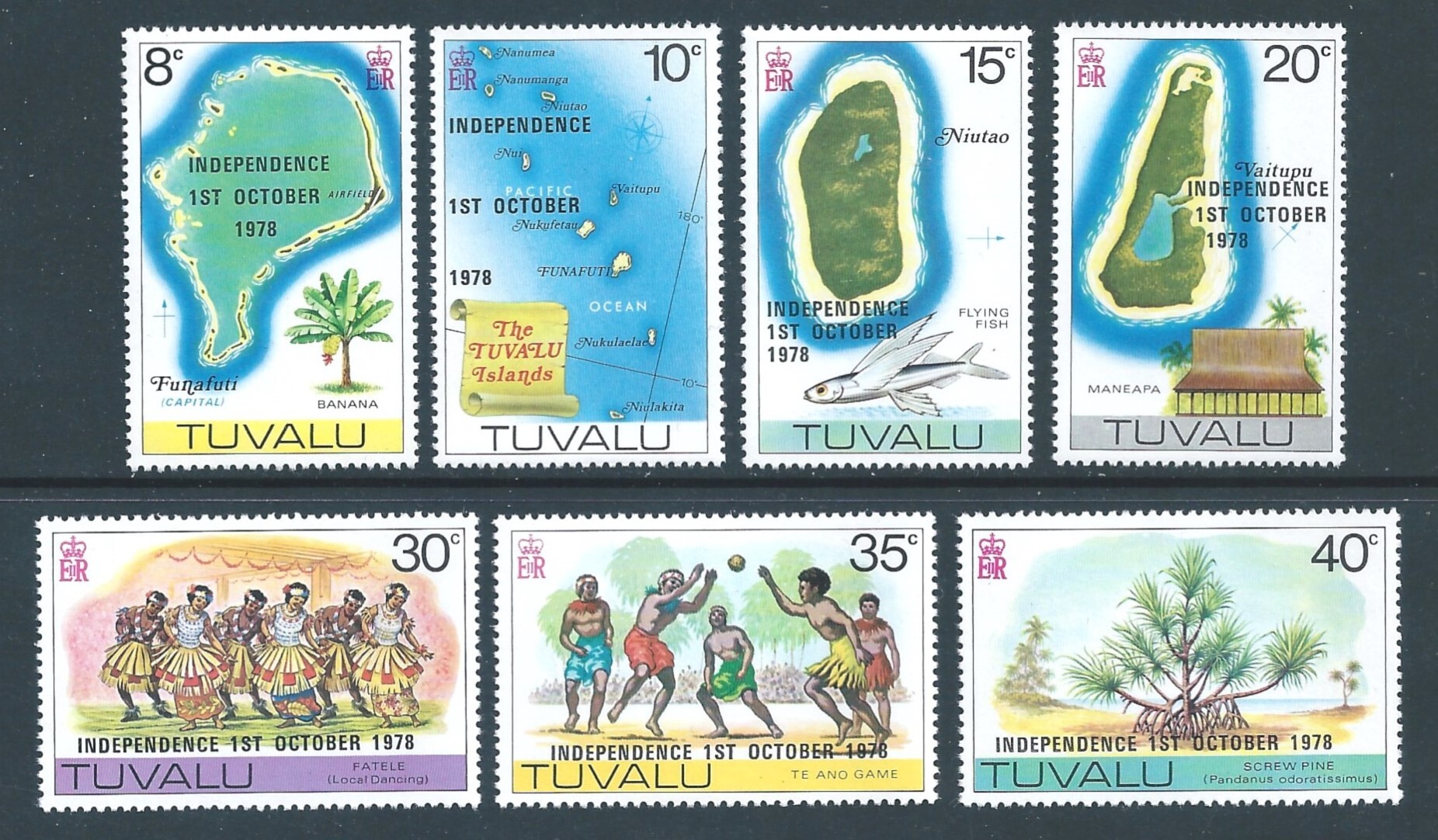 Tuvalu #85-91 NH Independence Anniv. Ovpts. | Australia & Oceania ...