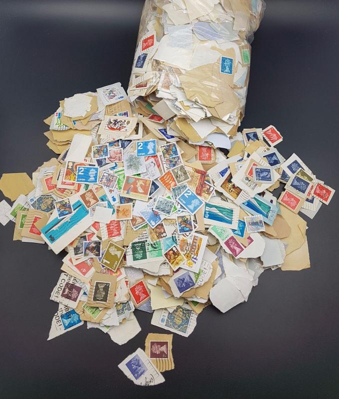 GB Mixed Used Stamps On Paper, 200g Taken Randomly From Large Bag Of ...