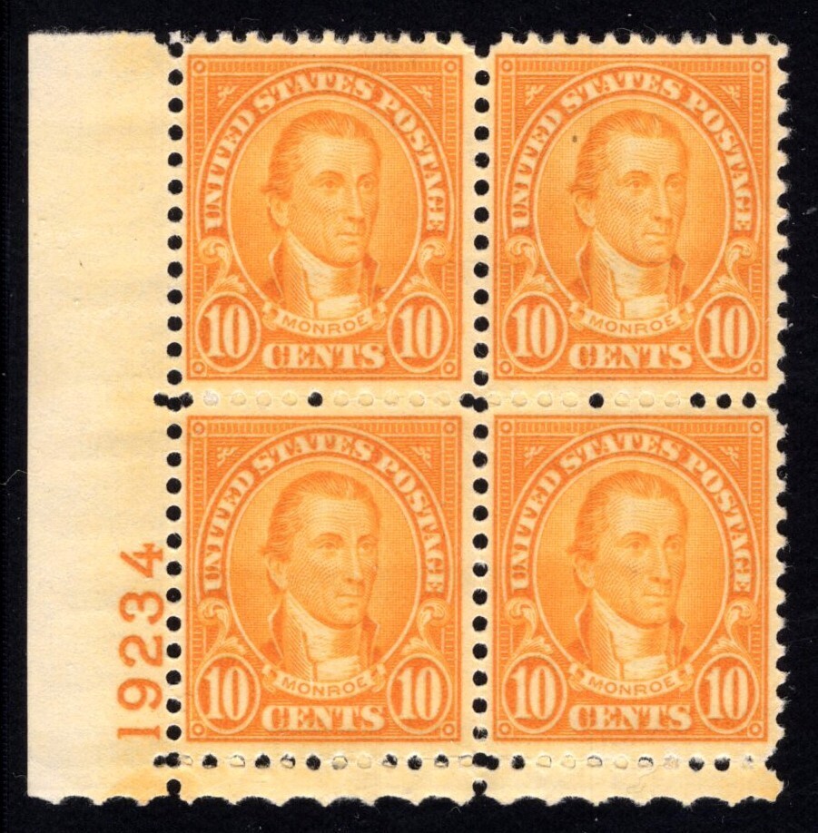 United States Scott #642 MINT NH OG PLATE Block of 4. Nice centering ...