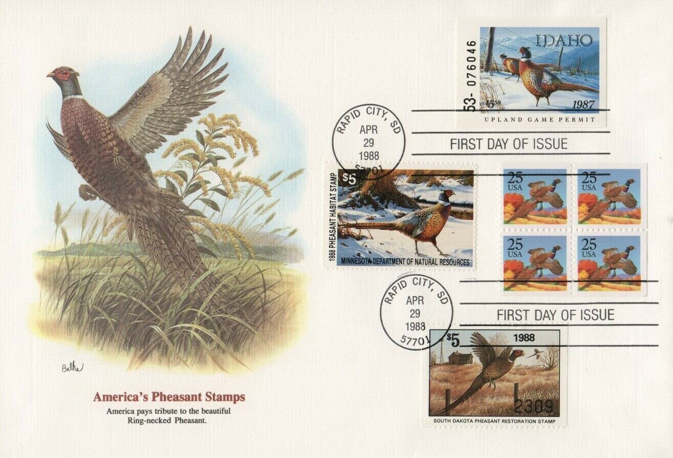 2283 25c Ring Necked Pheasant - ID, SD & MN Pheasant Stamp Combo FDC ...