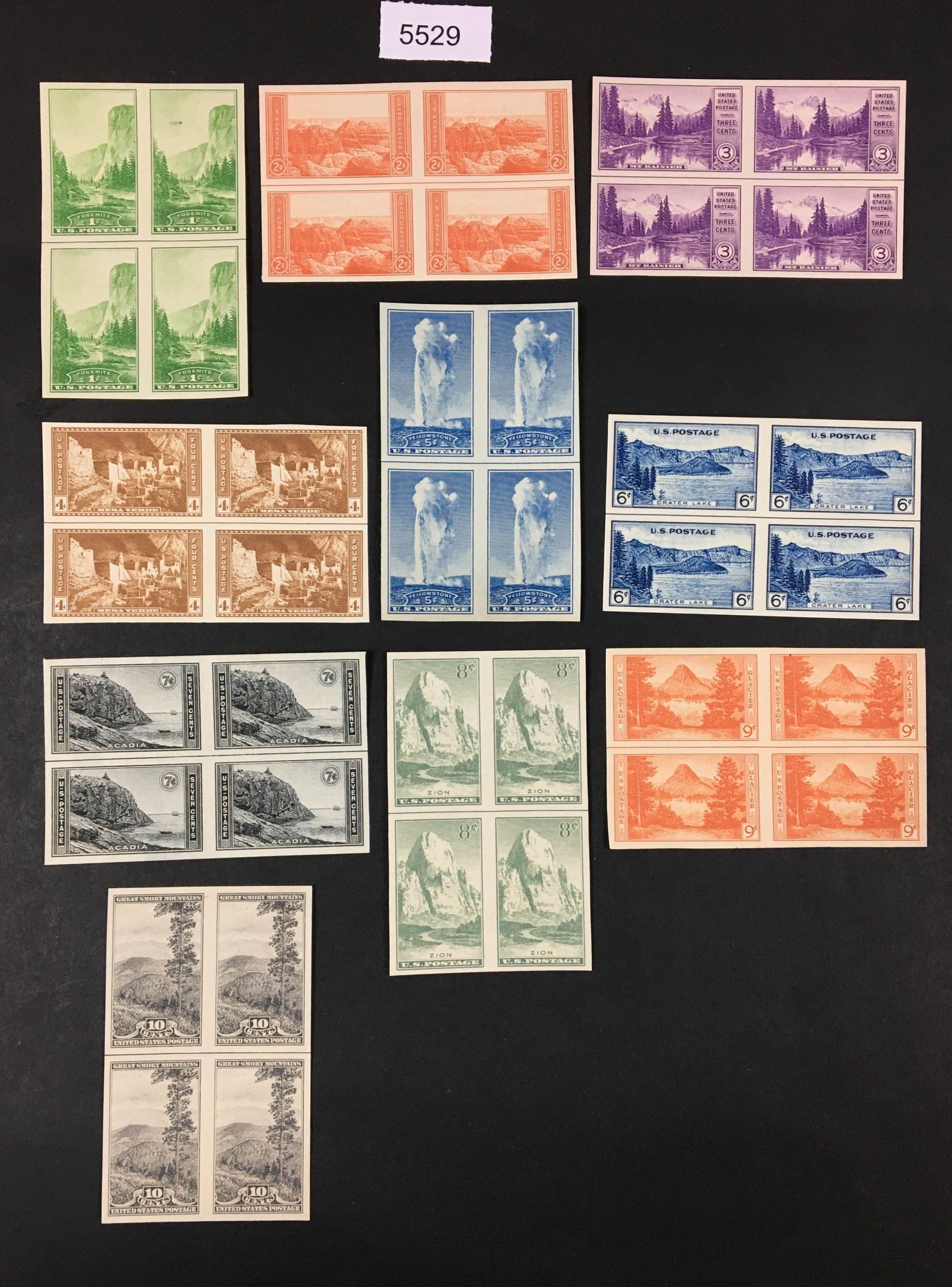 US Stamps # 756-765 Unused NO GUM Horizontal Line Blocks of 4 LOT #J ...