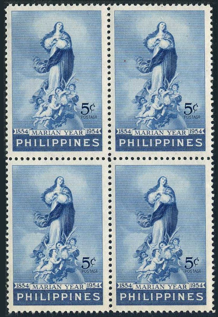 Philippines 617 block/4,MNH.Michel 588. Marian Year 1954.Immaculate ...