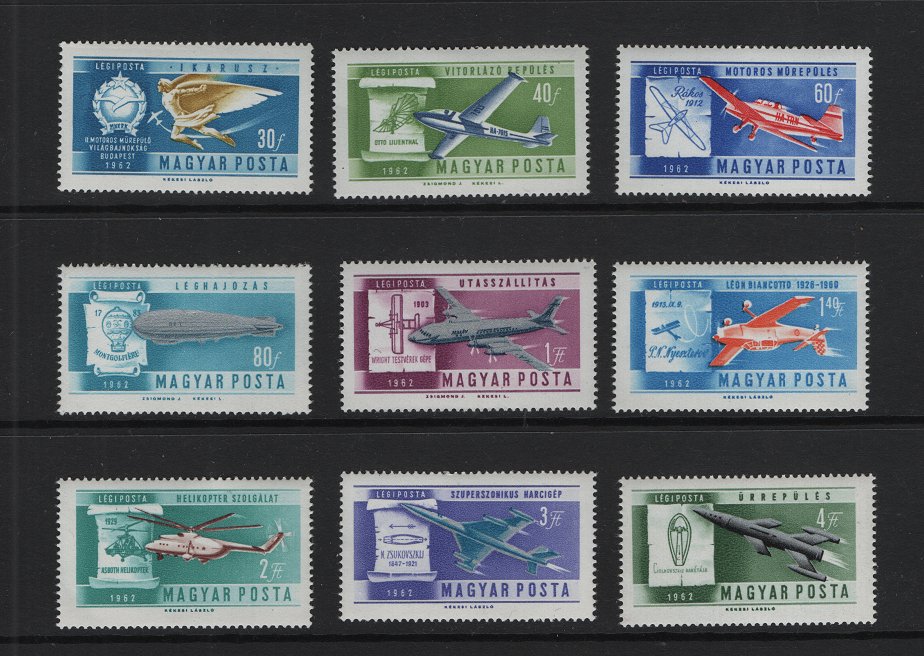 Hungary #C210-C218 MNH 1962 flight development from Icarus to space ...