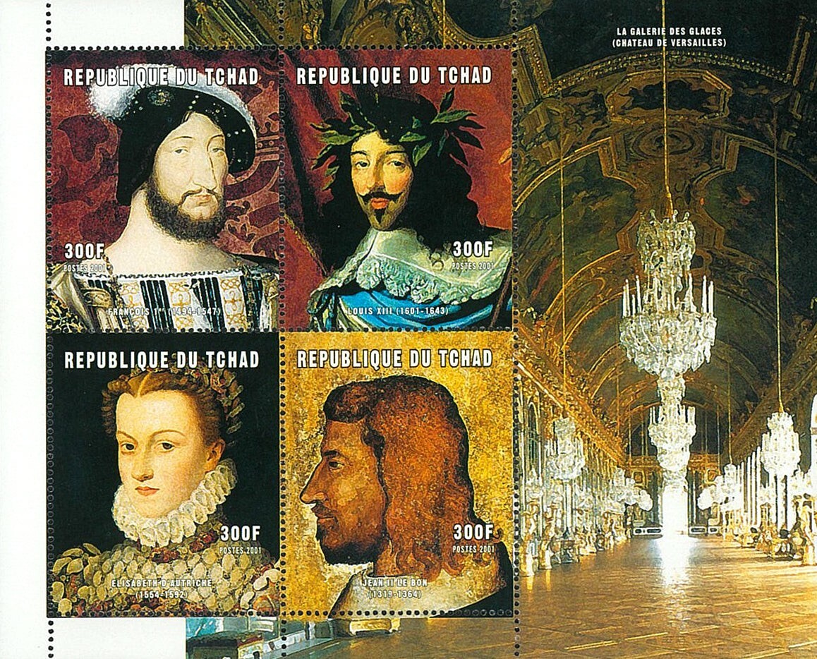 Chad 2001 Imperf. Famous characters - Kings of France Block Collective ...