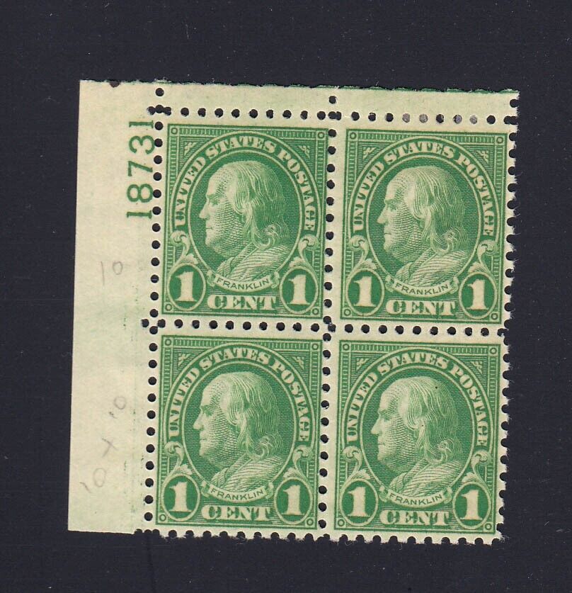 Scott #581 1c Perf 10 Plate Block, Mint OG H | United States, General ...