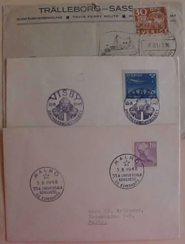 Sweden Pictorial Cancels 1936 Tralleborg, 1945 Visby , 1946 Malmo ...