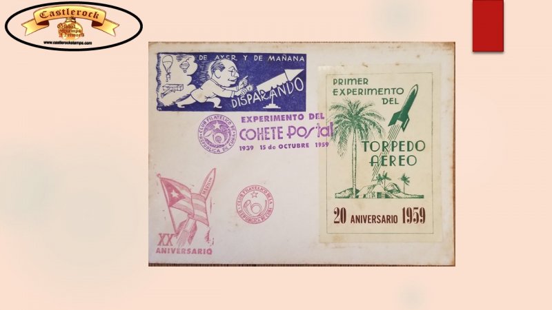 O) 1959 Cuba, Experiment of the Postal Rocket, AIR Torpedo, XF ...