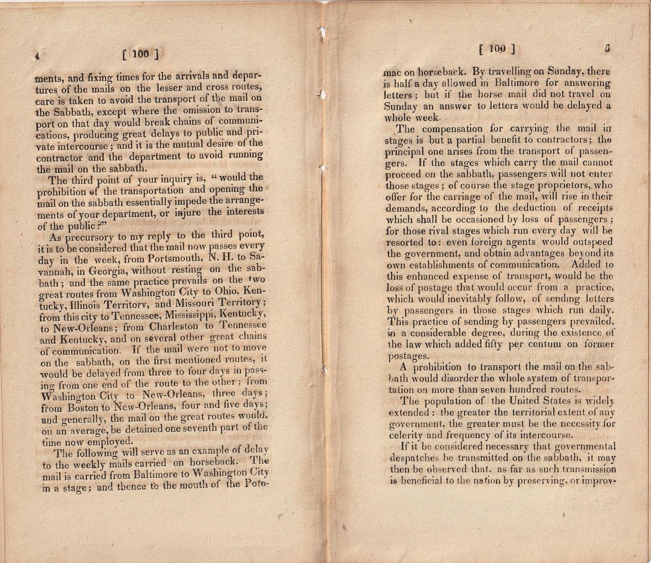 US 1817 Historical Document Record, US Congress, Delivering mails on ...
