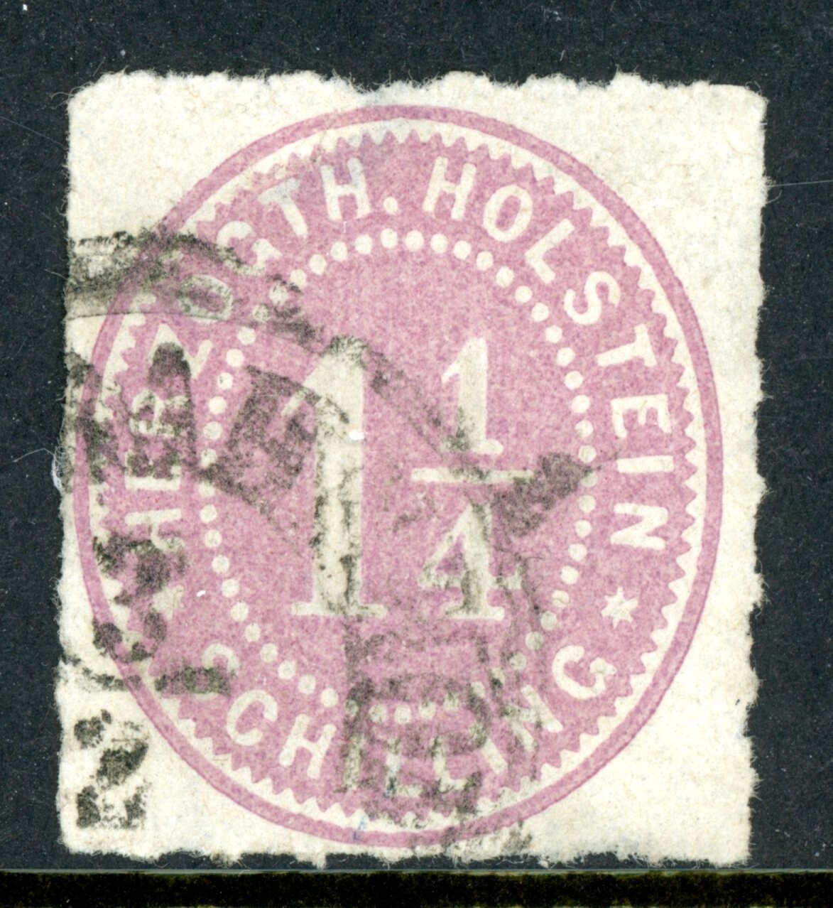 Germany States 1865 Schleswig-Holstein 1¼S Red Lilac Roulette Sc#20 VFU ...