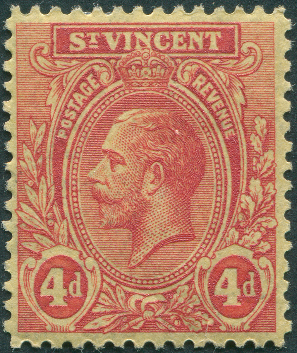 St Vincent 1930 4d red on yellow paper SG135a unused | Caribbean - St ...