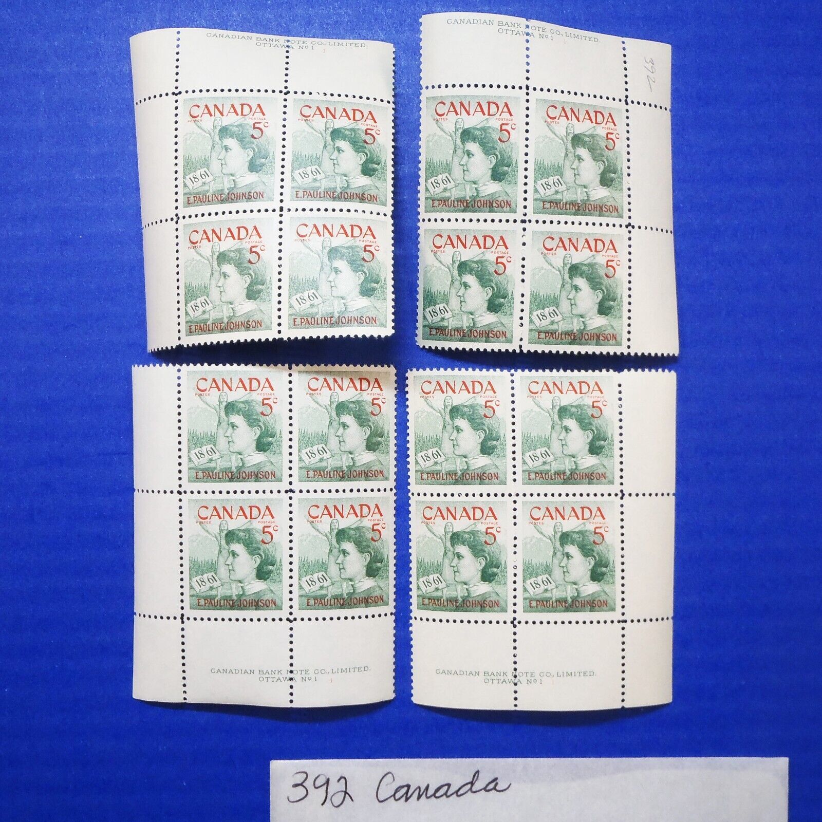 CANADA Sc 392 P#1 Matched Set of Plate Blocks VF MNH | Canada, General ...