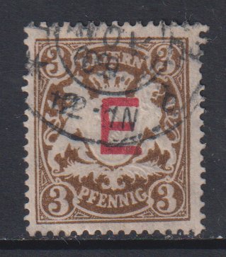 German States Bavaria #O1 used 1908 official stamps overprint 3pf ...