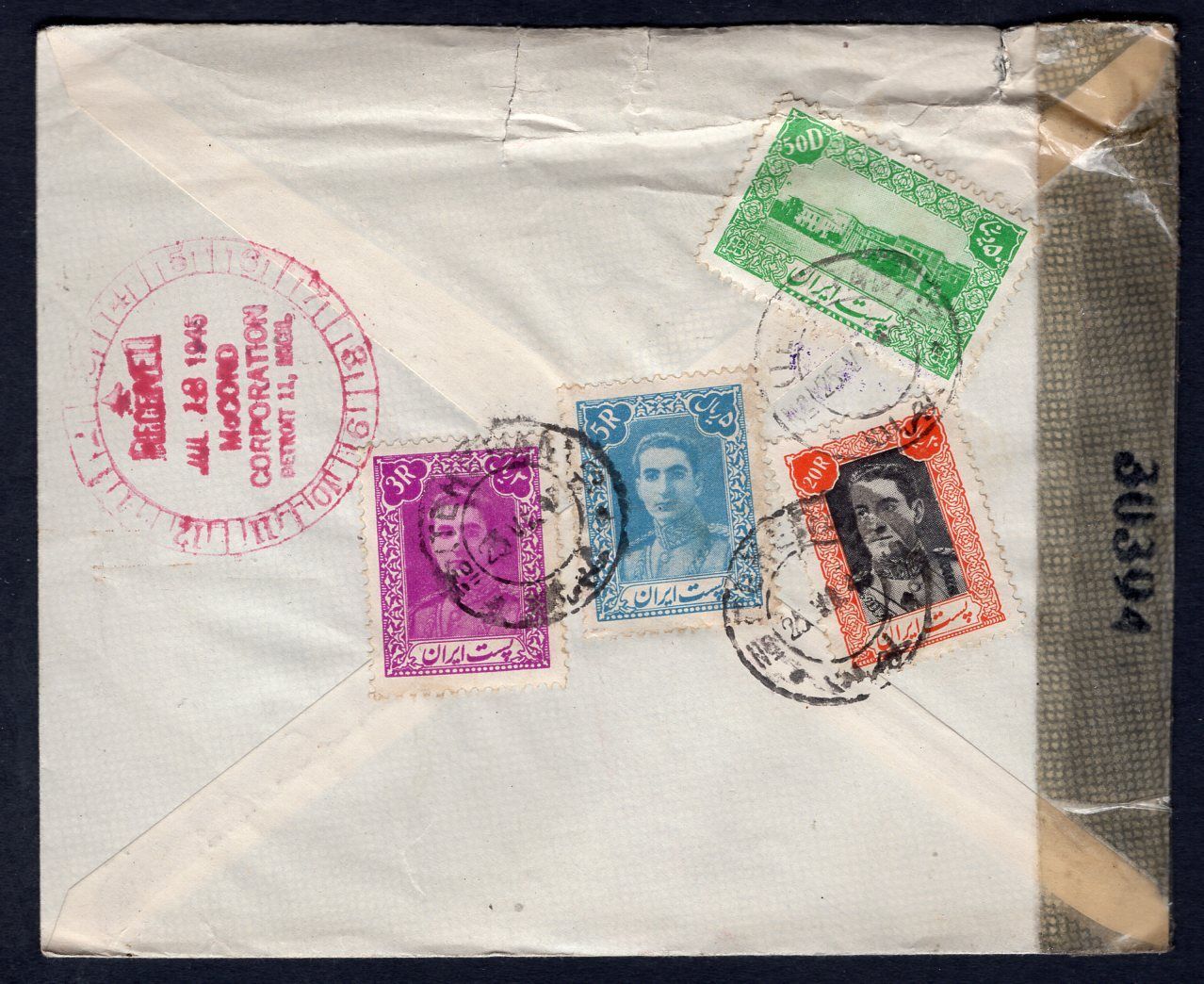 h472 - IRAN 1945 Censored Cover to USA. Russo Anglo Persian Censorship ...