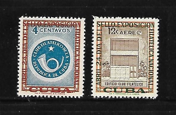 Cuba Stamps: #570, C156; 1957 Commem/Air (Stamp Day/Philatelic Expo ...