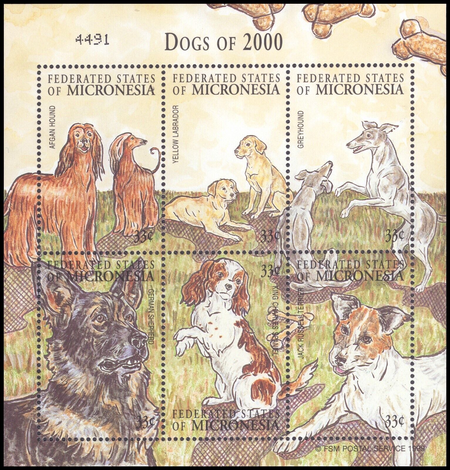 Micronesia 2000 Sc 408 Dogs Afghan Greyhound Terrier Spaniel Retriever ...