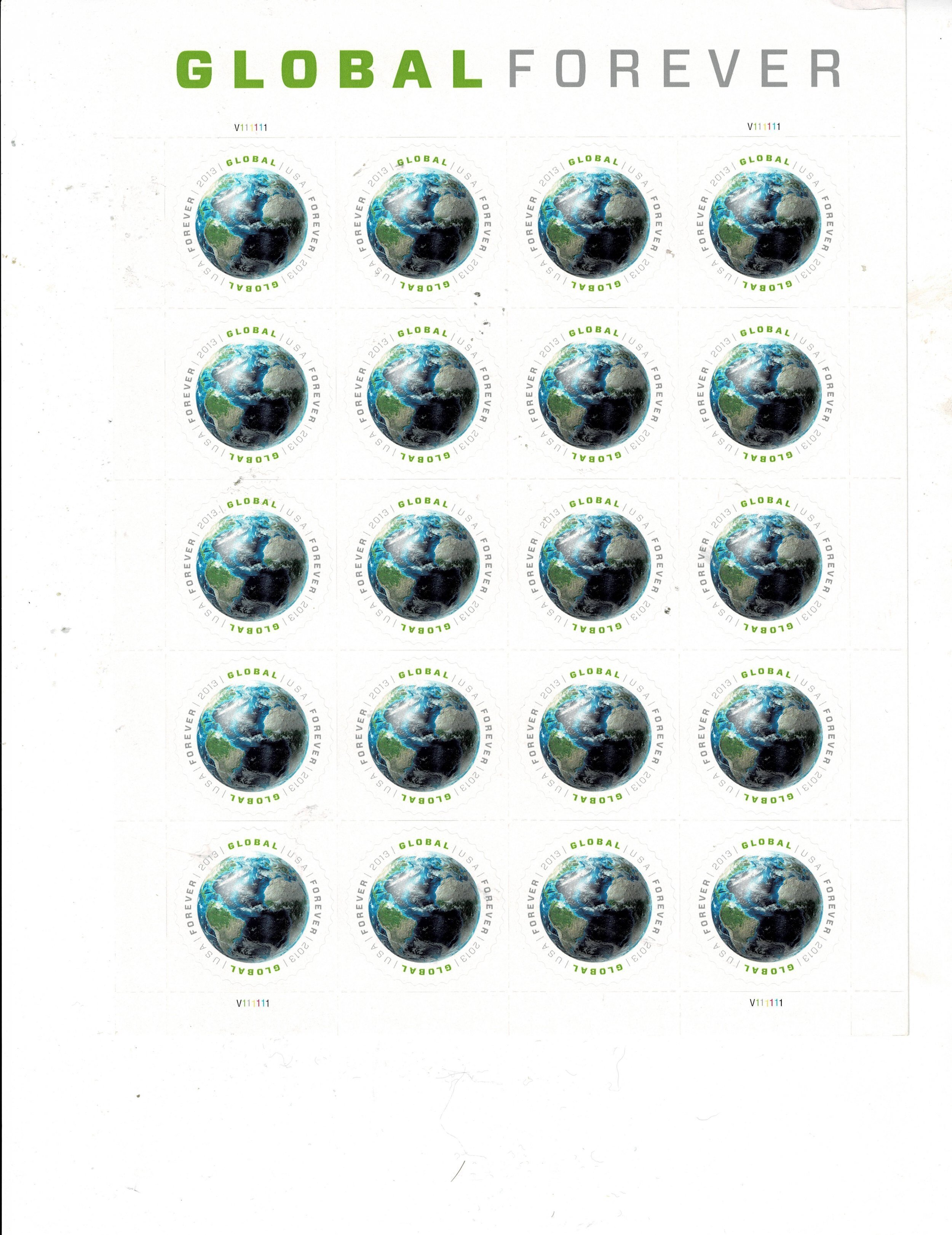 Global Earth Forever US Postage Sheet #4740 small crease right corner ...