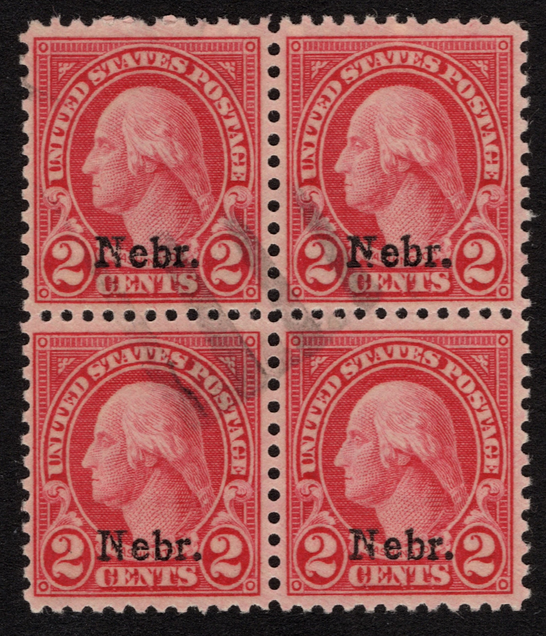 Used Block of Four 1929 NEBR Overprint 2c Stamps, Scott #671 | United ...