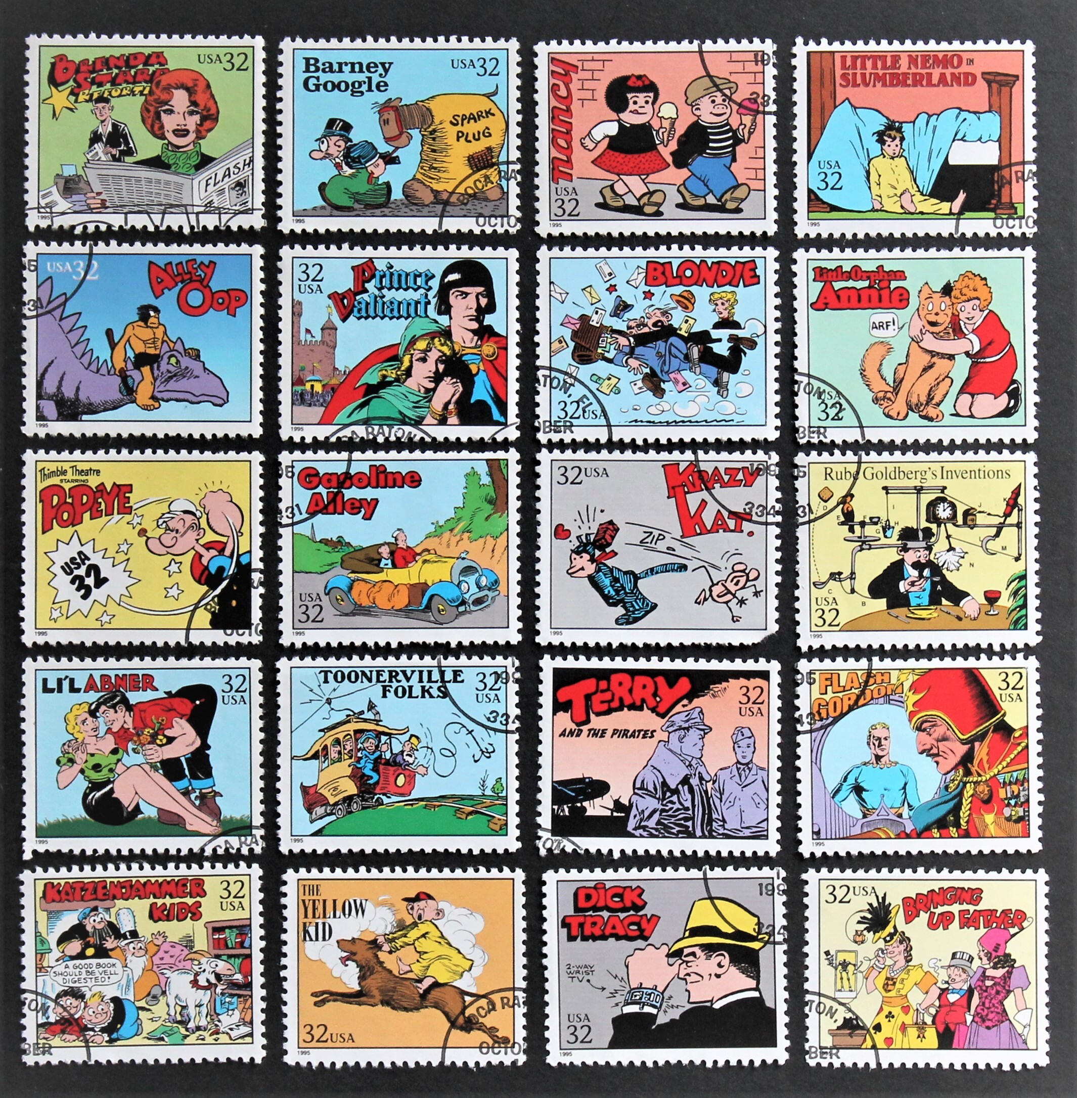 US #3000 Used Complete Set of 20 Singles Comic Strip Classics 1995 ...