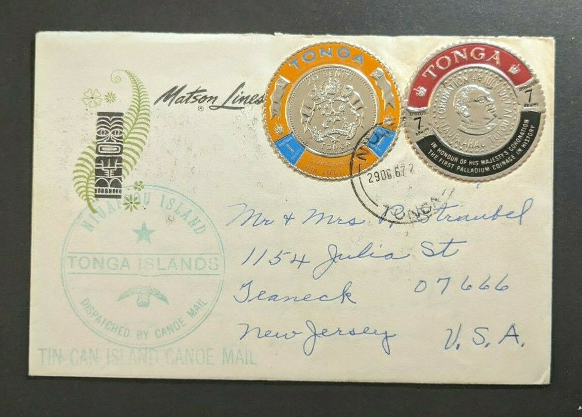 1967 Tin Can Canoe Cover Niuafoou Tonga to Teaneck NJ USA | Australia ...