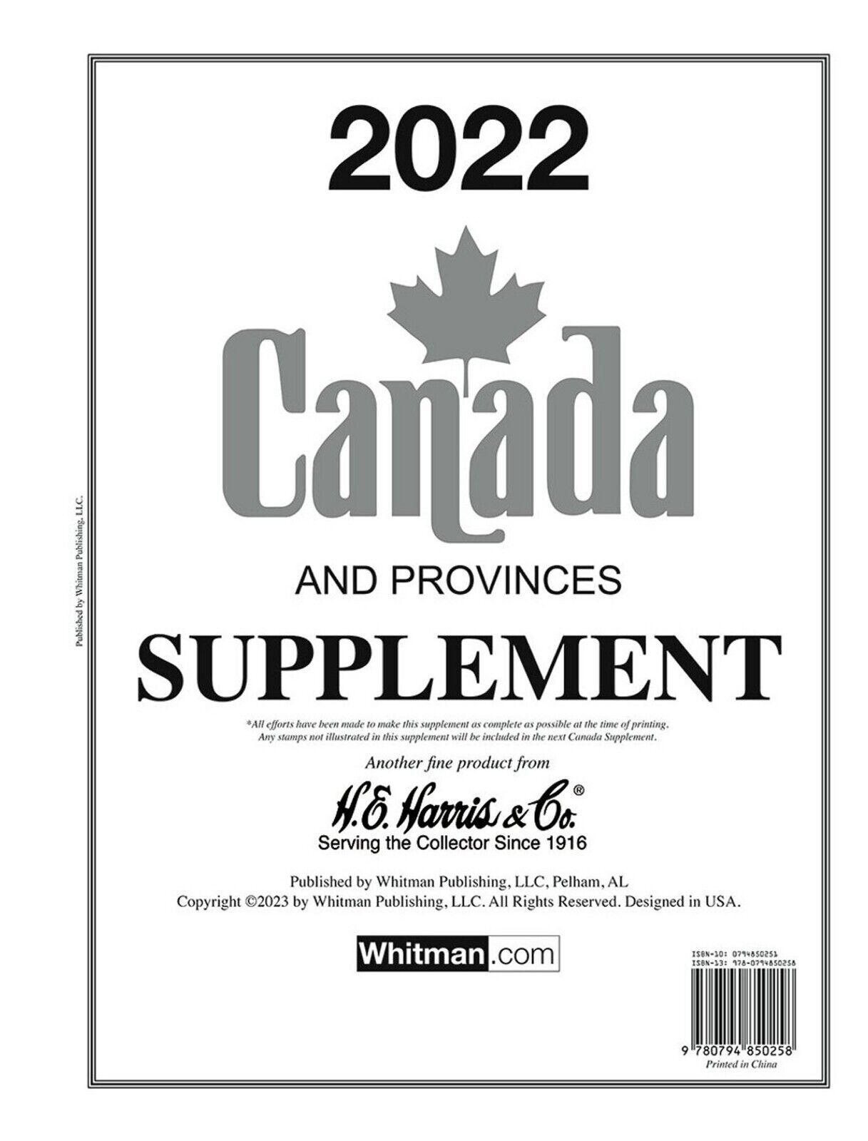 H E Harris Canada & Provinces 2022 Stamp Album Supplement ...