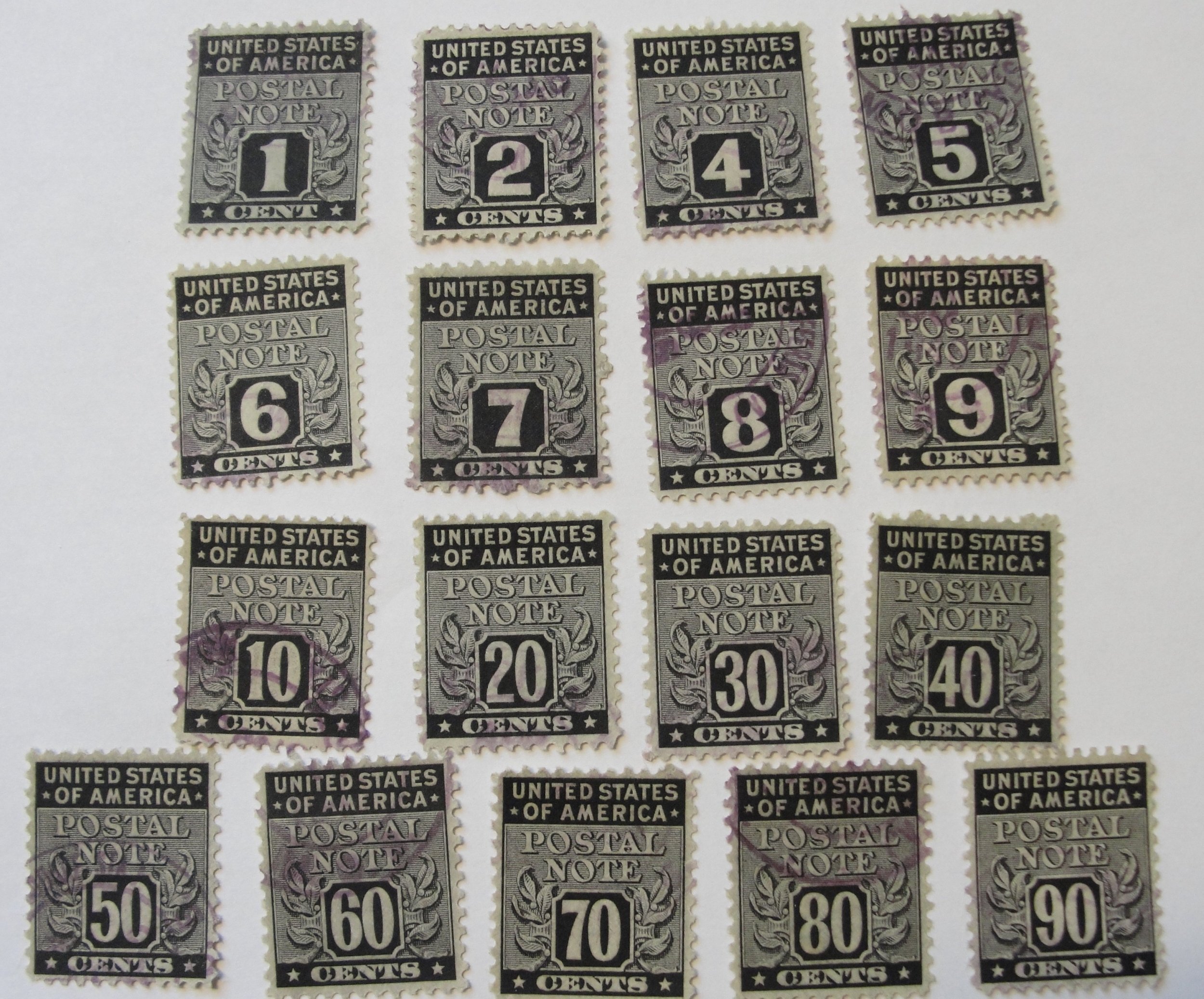 US SC# PN1-PN18 Postal Note | United States, Back of Book (Other ...