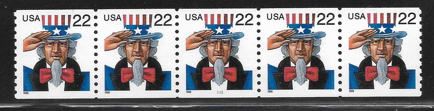 Scott #3353 22c Uncle Sam Coil PNC/5 #1111 F VF MNH - DCV=$3.50 ...
