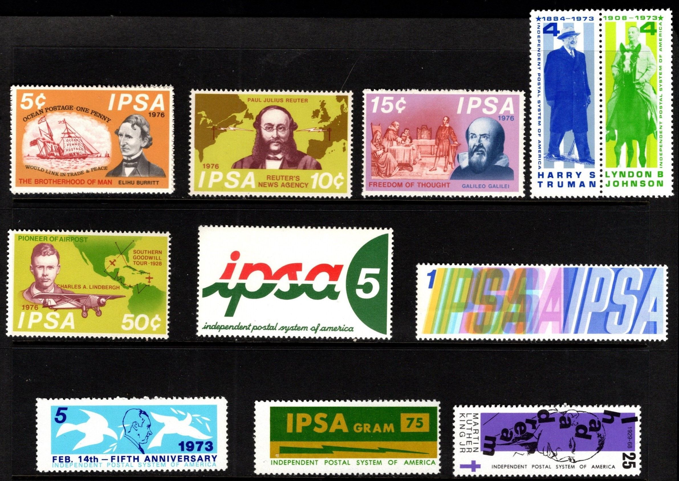 Vintage IPSA Independent Postal System of America Stamps Assorted Set ...