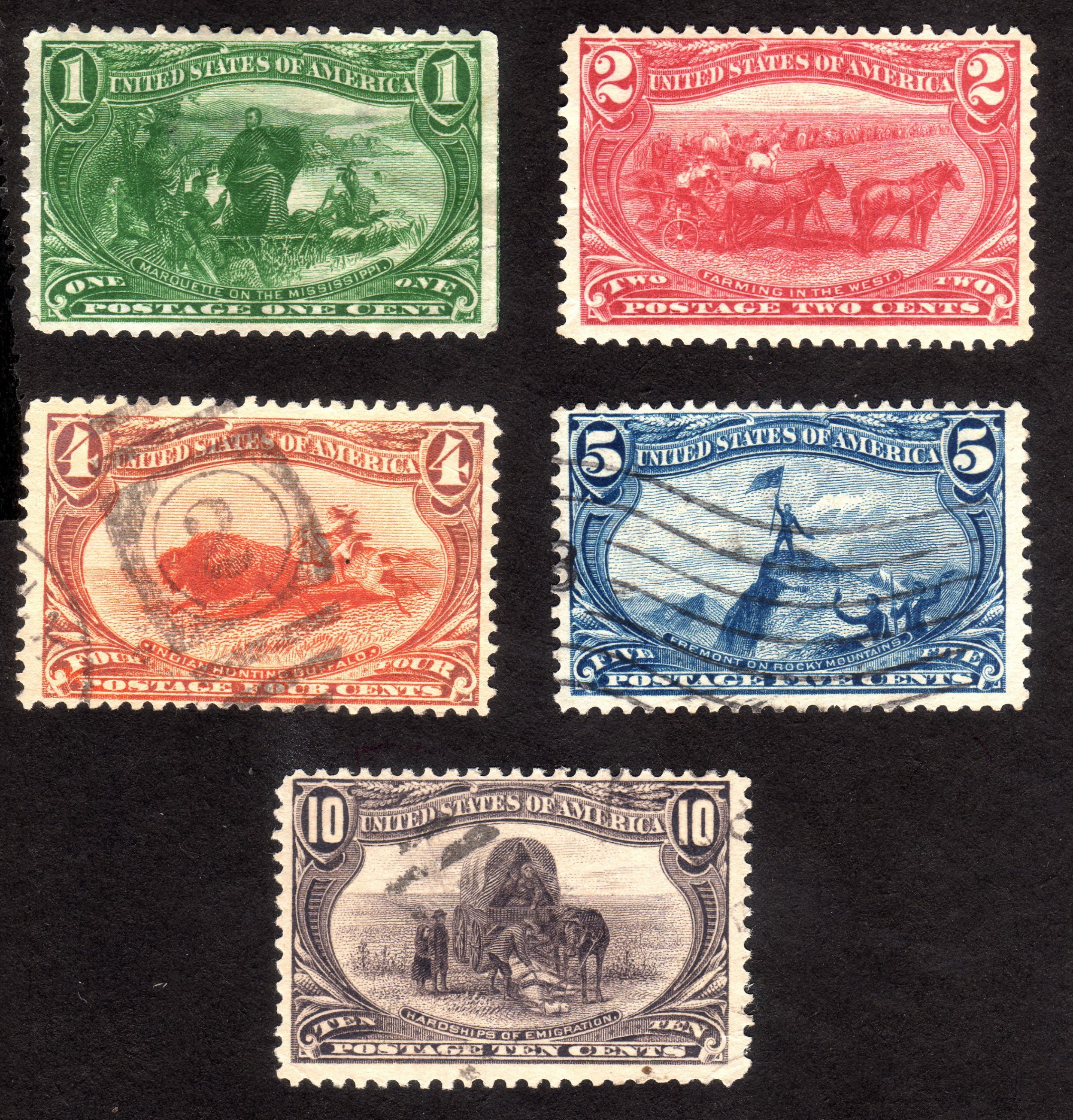 1898, US, Trans-Mississippi part of set, Used/MNG, Sc 285-88, 290 ...