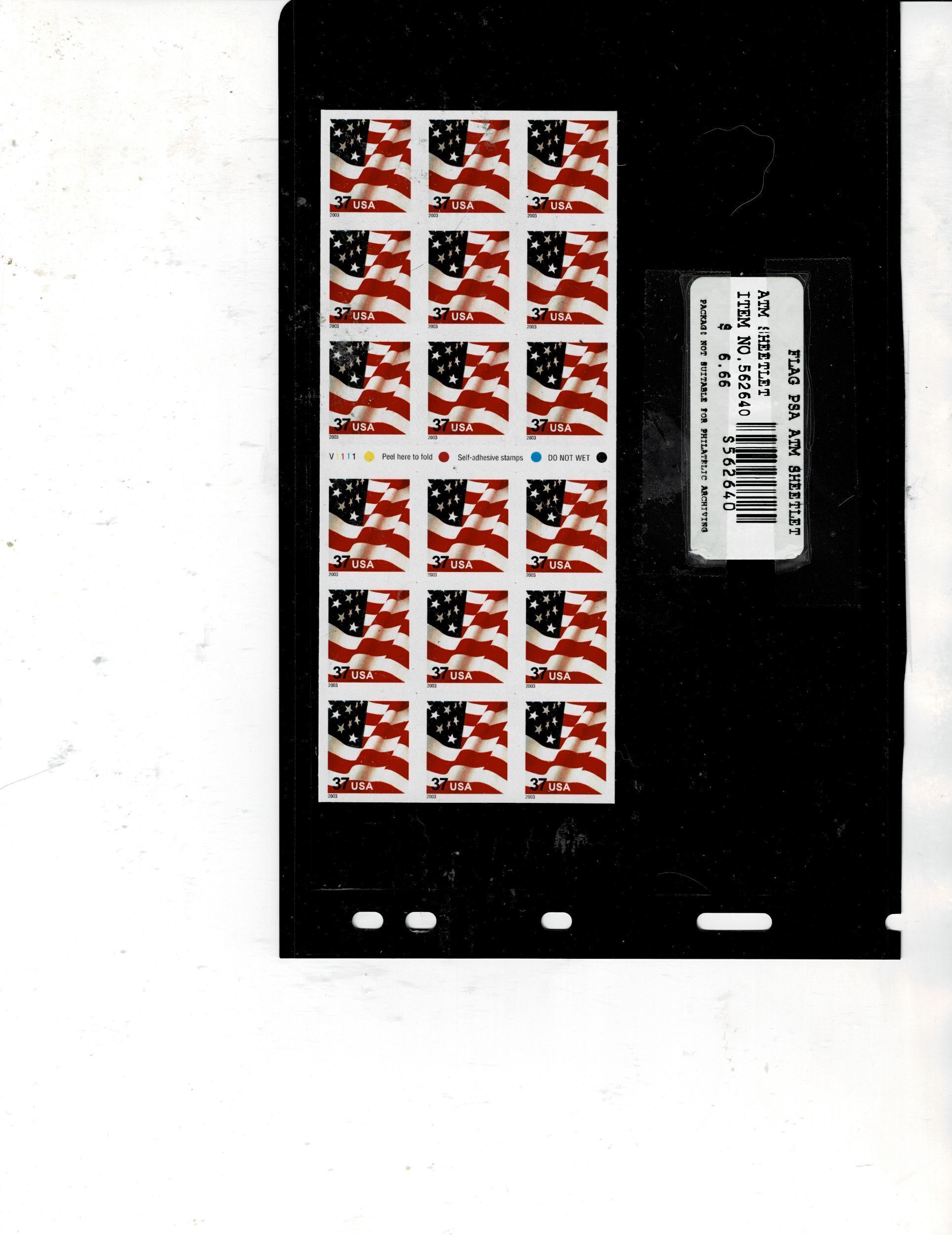 Flag 37c US Postage ATM Booklet of 18 stamps #3637a VF MNH | United ...