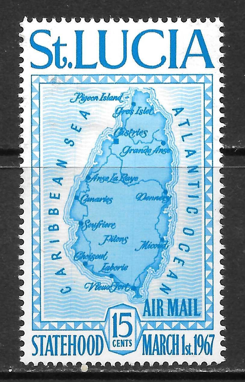 St Lucia Scott C1 Unused HOG - 1967 Map of St Lucia - SCV $0.50 ...