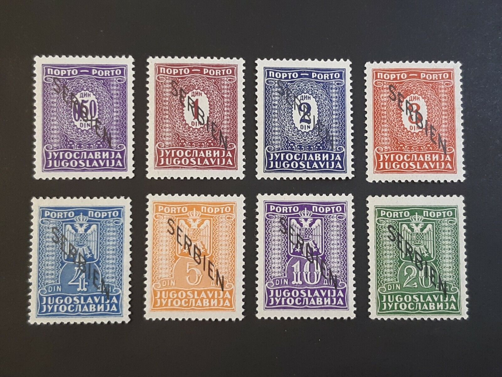 German Occupation SERBIA 1941 ovpt Serbien * PORTO due MI 1-8 Full set ...