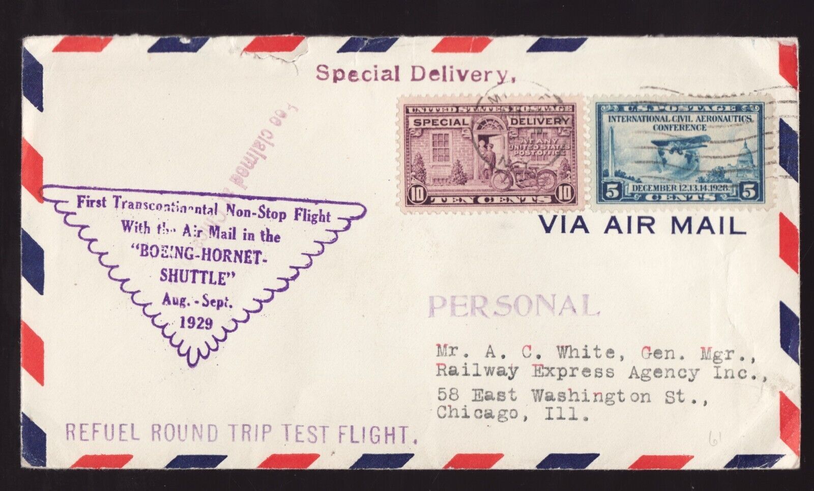 1929 1st Transcontinental Non-Stop Flight, Boeing-Hornet 1st Fuel ...