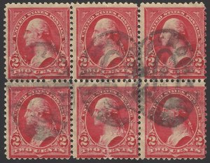 US Scott #252 - Used Fine Block of 6 Stamps, 2c George Washington 1894 ...