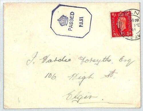 GB CIVIL CENSORSHIP WW2 *Elgin* Superb Passed Censor Cover Scotland ...