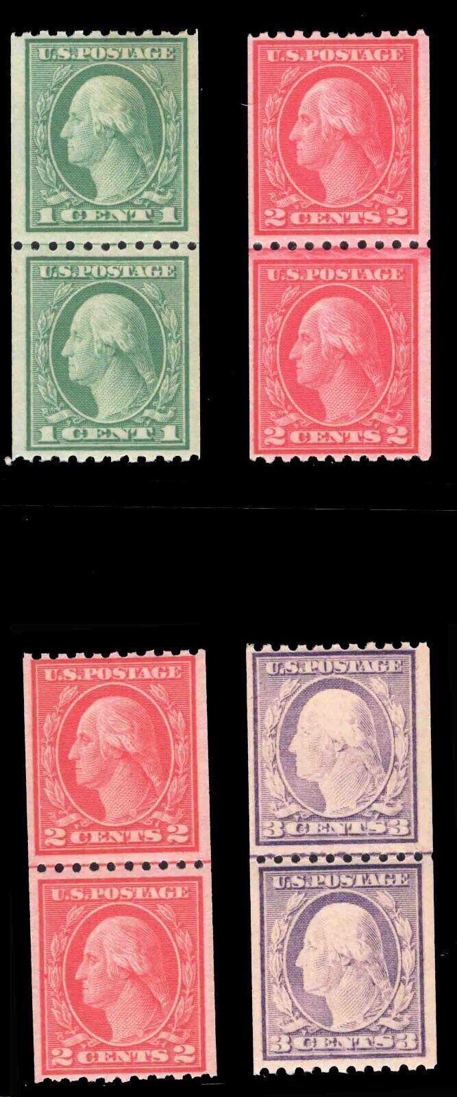 US Stamps #486-489 Coil Line Pairs SET Mint OG NH VF Choice CAT. $410 ...