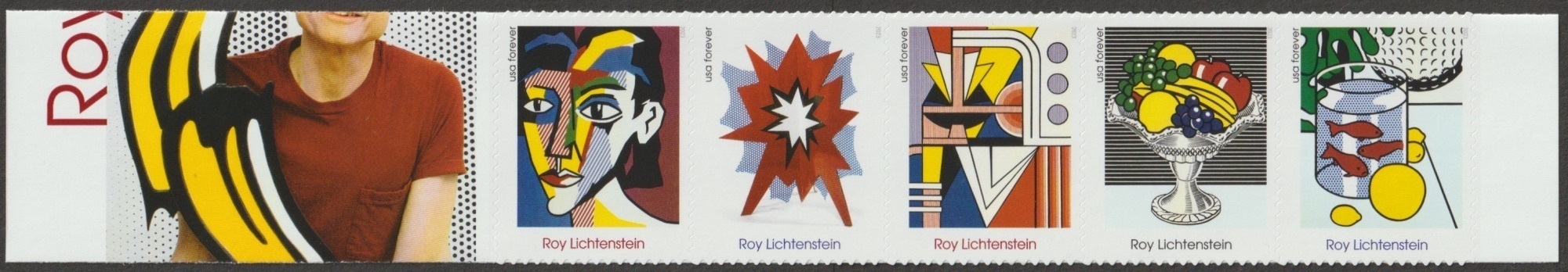 USA Sc. 5796a (63c) Roy Lichtenstein 2023 MNH strip of 5 | United ...