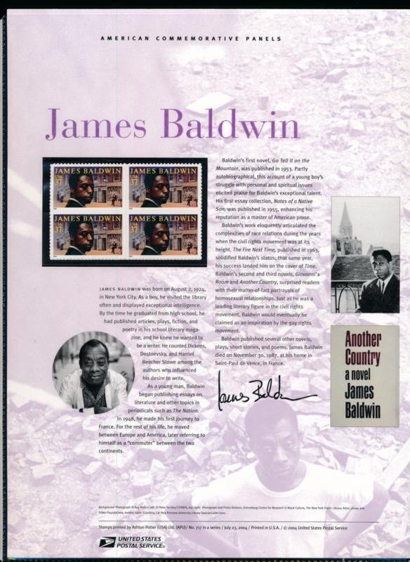 Usps 2004 Commemorative Panel #3871 37c James Baldwin | United States ...
