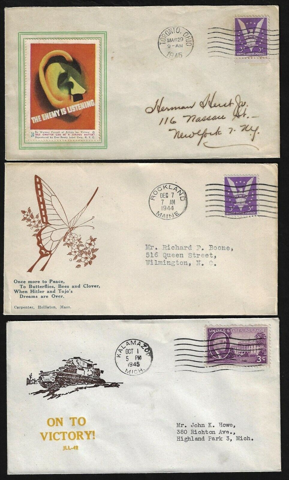 US Wwii 1940s SIX Different Patriotic Covers SEE Scans | United States ...