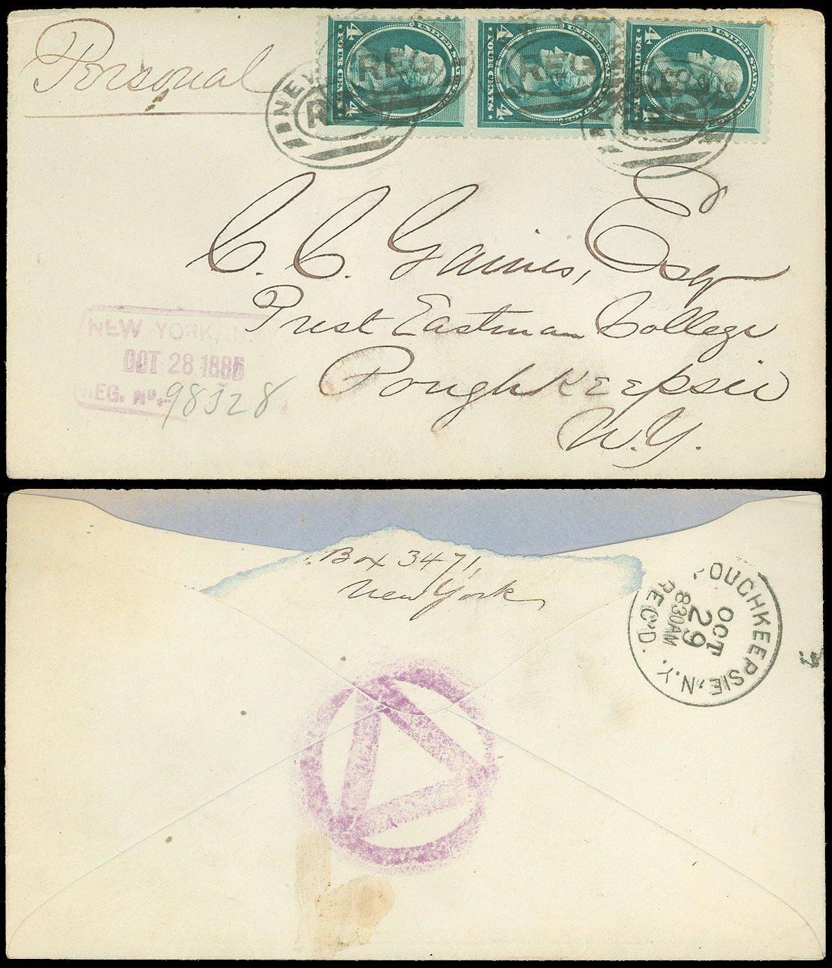 OCT 28 1885 NY Reg'd - C CLEMENT GAINES Eastman Biz College, SC #211 ...